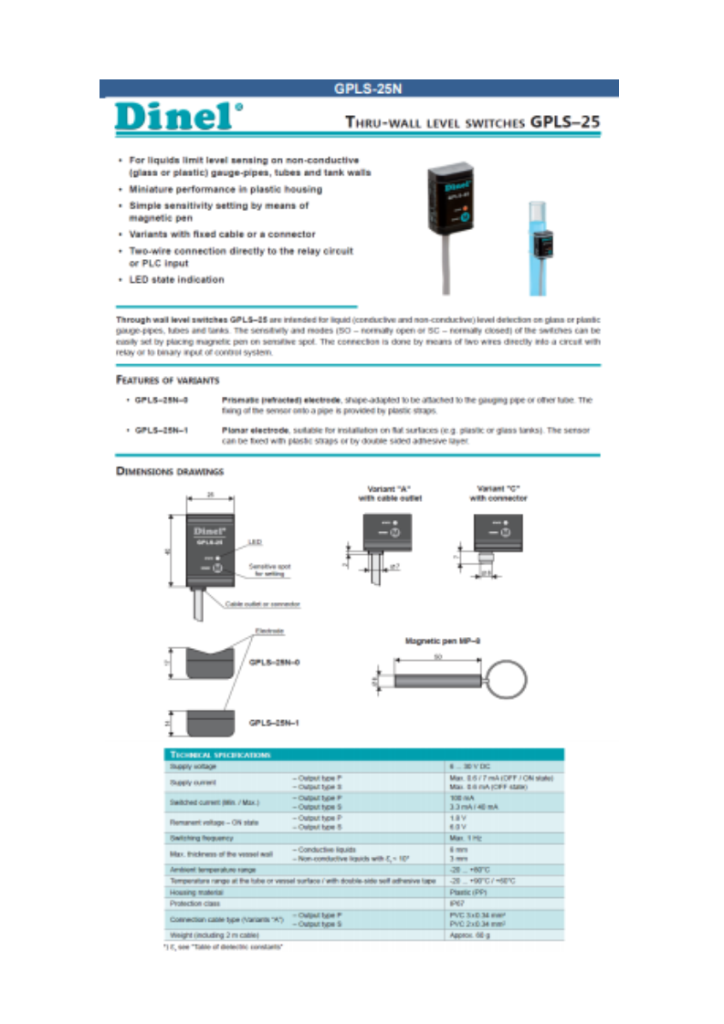 THRU WALL LEVEL SWITCH – ALF Electrical